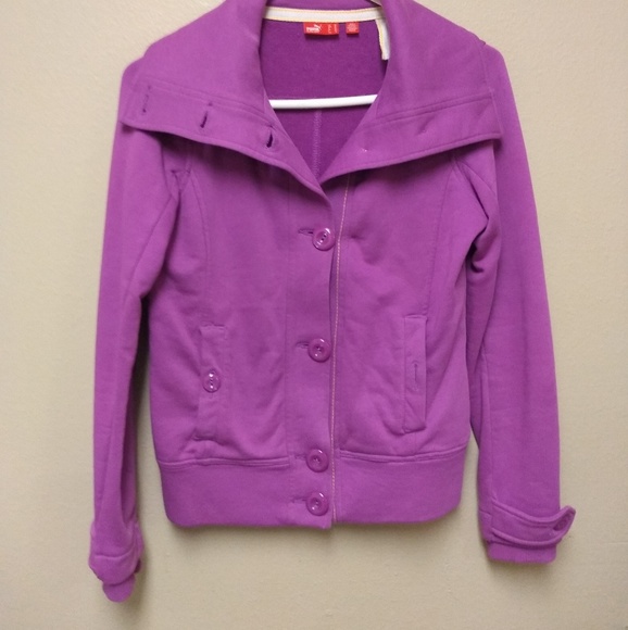 Puma | Jackets & Coats | Womens Xs Purple Button Jacket | Poshmark